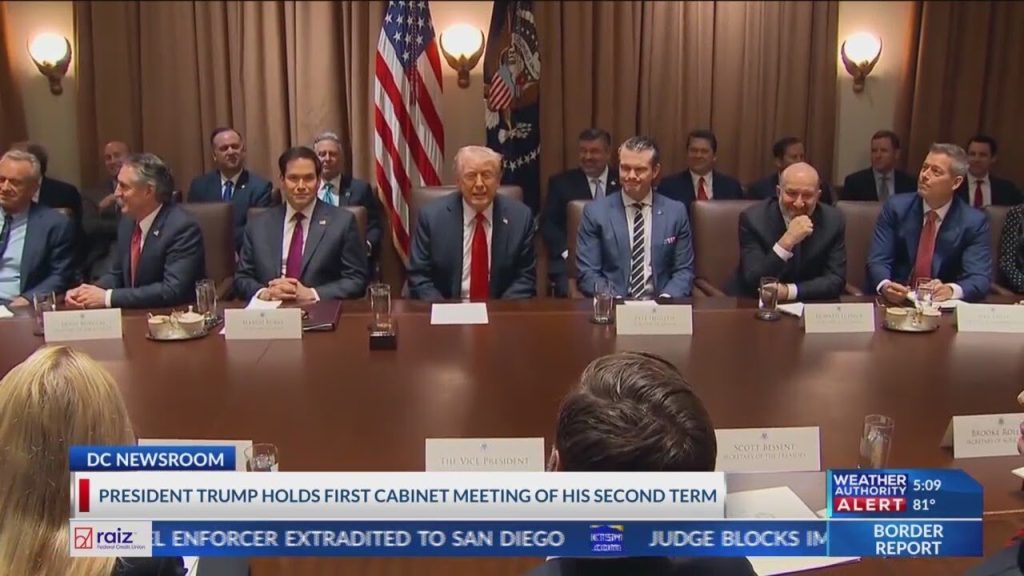 Donald Trump Holds The First Cabinet Meeting Discussing The Plans For ...